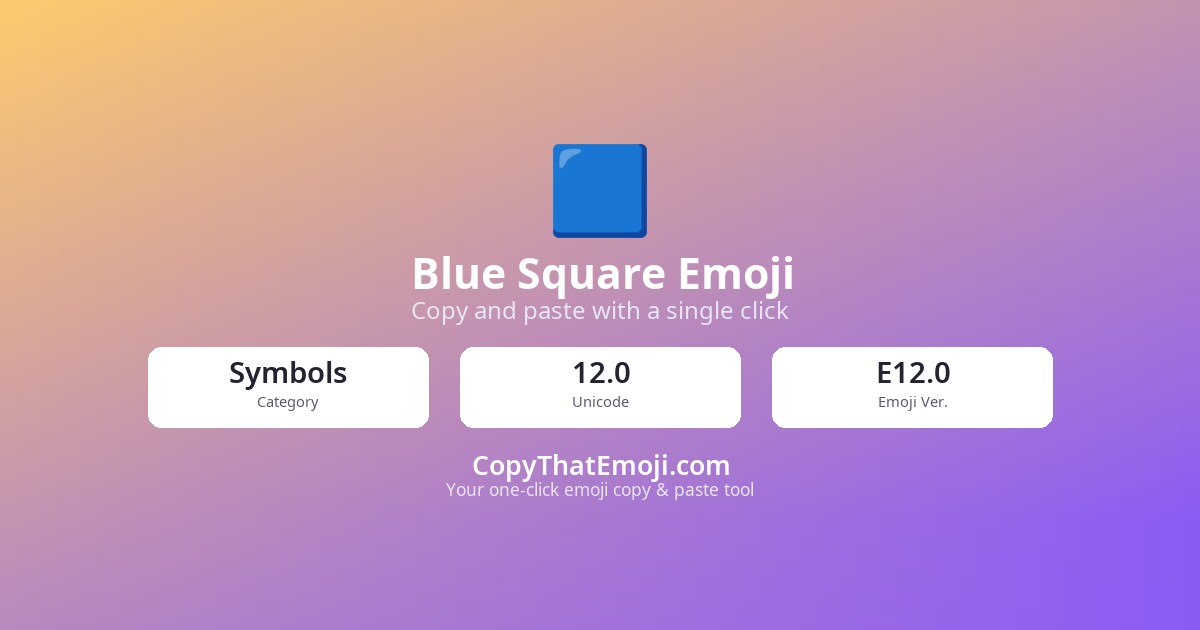 🟦 Blue Square Emoji (U+1F7E6) — Meaning & Copy