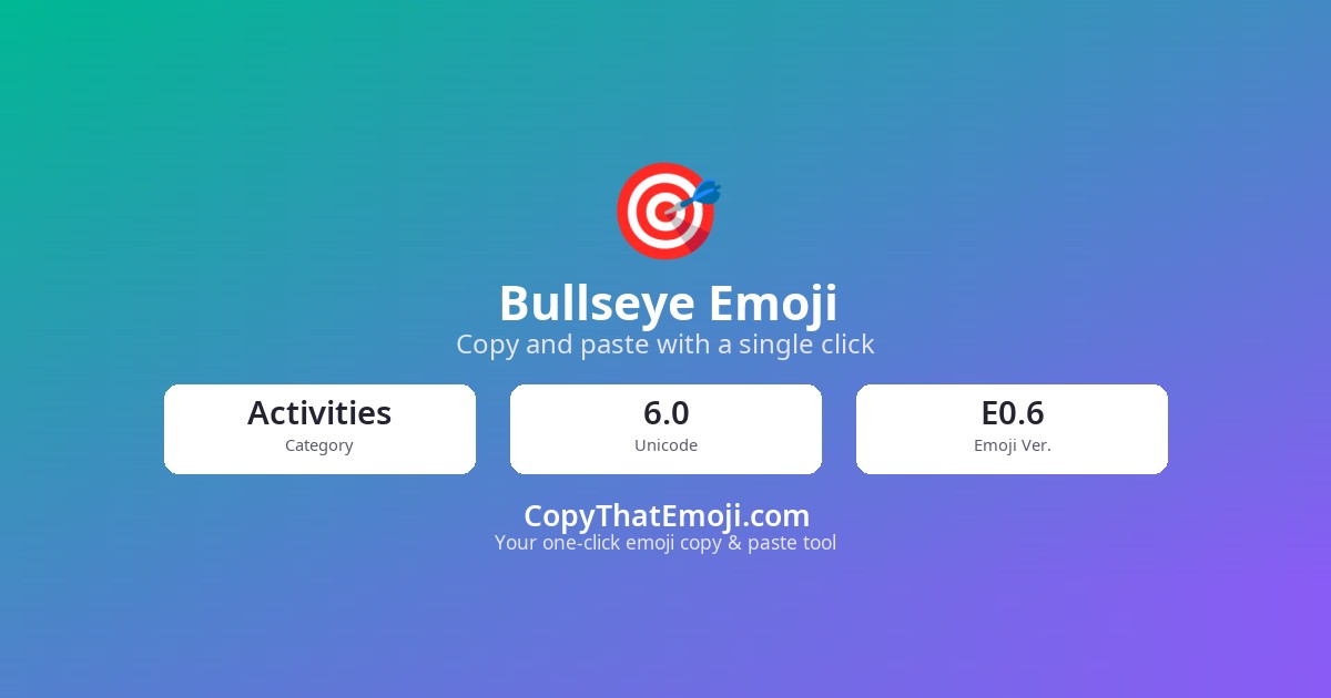 🎯 Bullseye Emoji (U+1F3AF) — Meaning & Copy