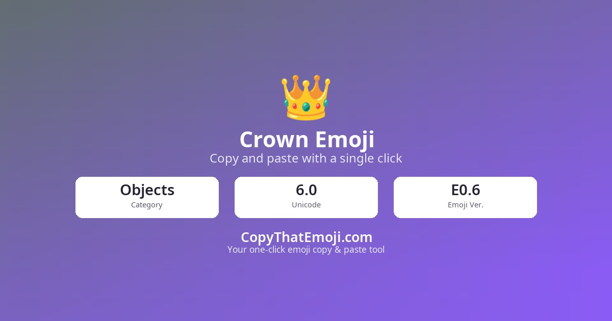👑 Crown Emoji (U+1F451) — Meaning & Copy