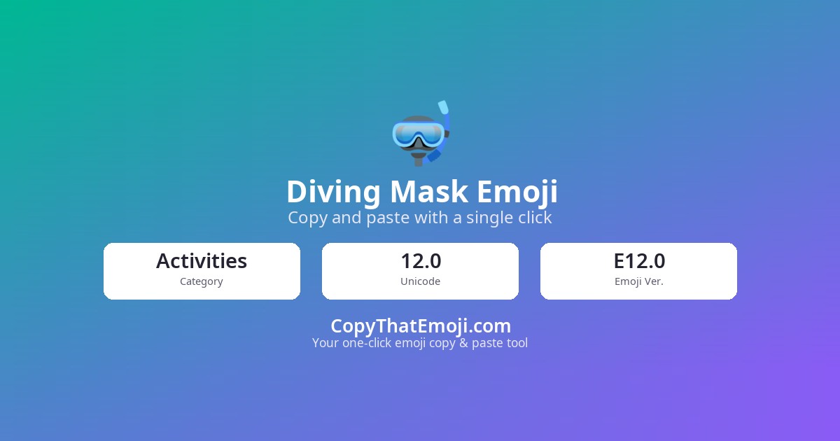 🤿 Diving Mask Emoji (U+1F93F) — Meaning & Copy