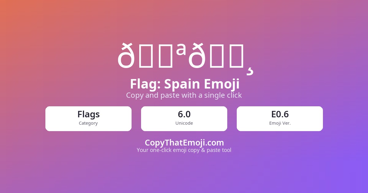 🇪🇸 Flag: Spain Emoji (U+1F1EA) — Meaning & Copy