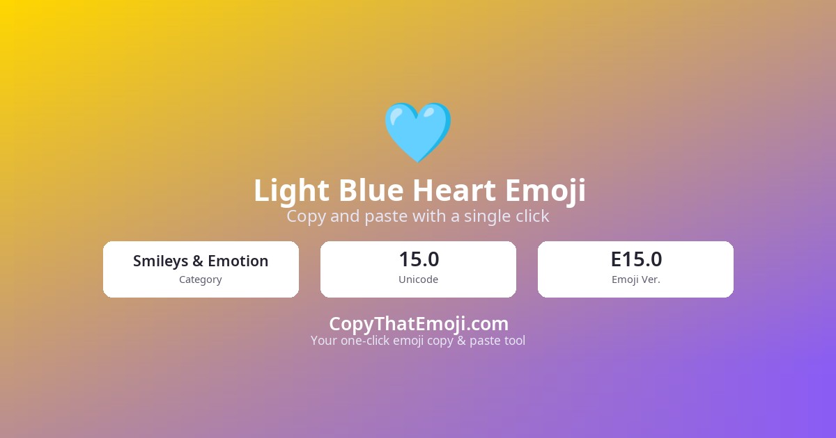 Light Blue Heart Emoji (U+1FA75) — Meaning & Copy