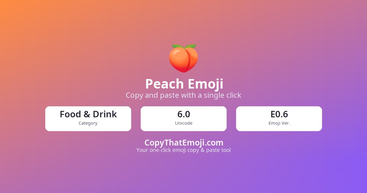 🍑 Peach Emoji (U+1F351) — Meaning & Copy
