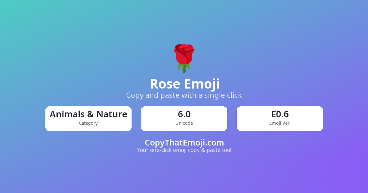 🌹 Rose Emoji (U+1F339) — Meaning & Copy