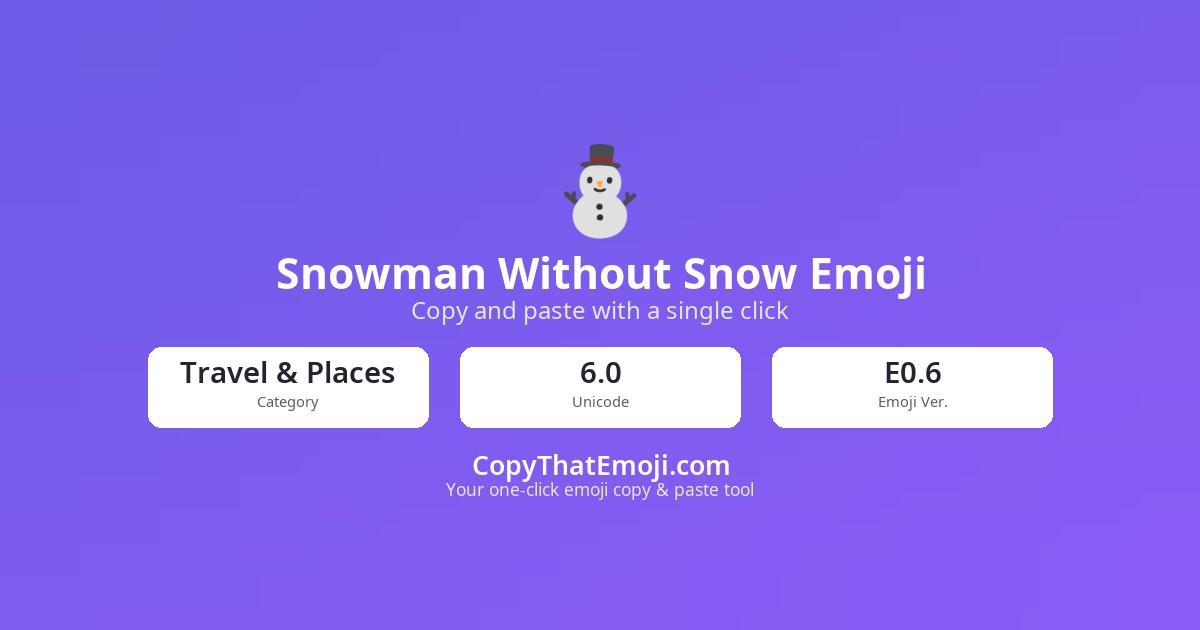 ⛄ Snowman Without Snow Emoji (U+26C4) — Meaning & Copy